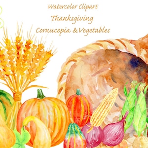 Thanksgiving Cornucopia, Crop (wheat), Nuts, Vegetables Clipart ...