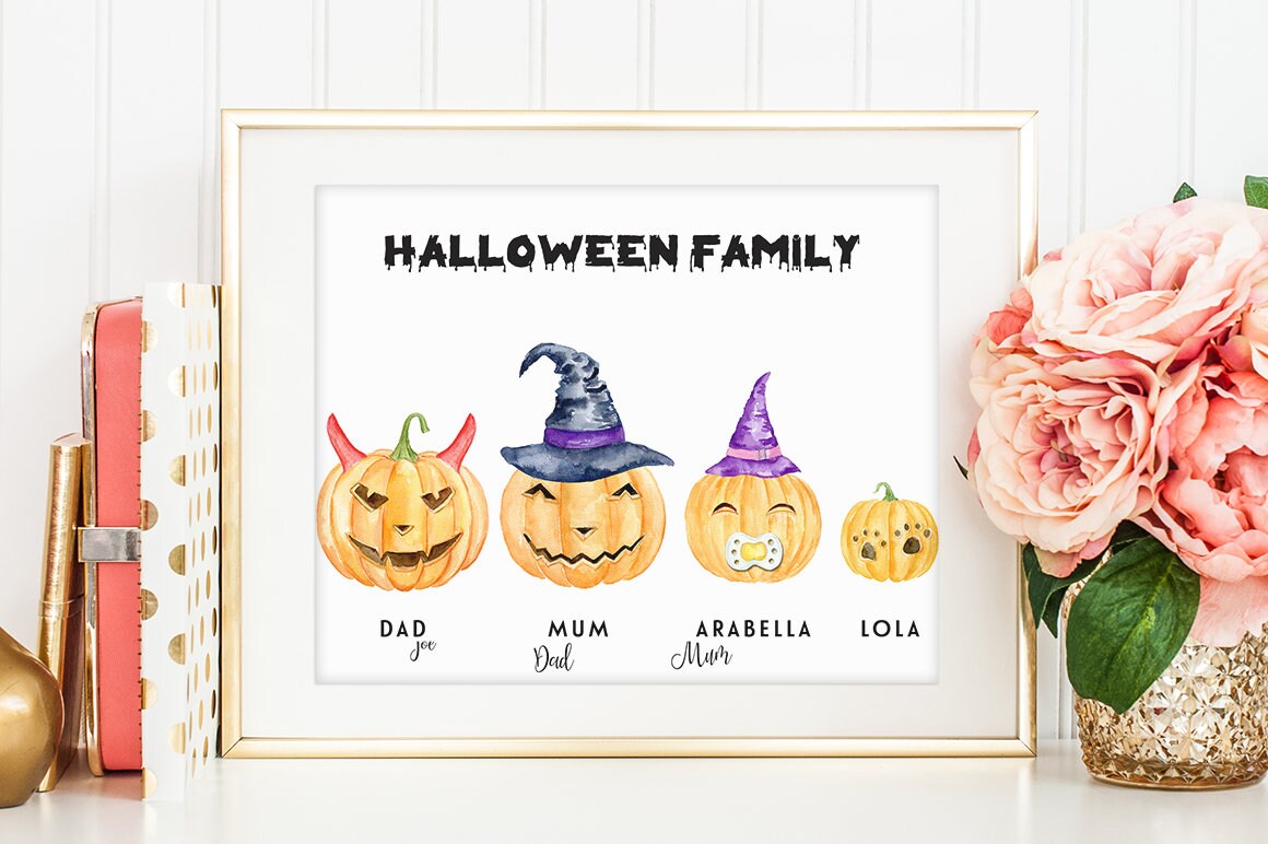 Halloween Pumpkin Family Clipart of Funny Carved Pumpkins for - Etsy UK