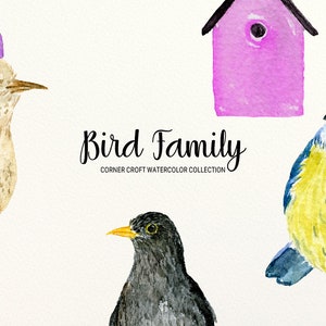 Bird Family Illustration for Making Personalised Prints, Watercolor ...