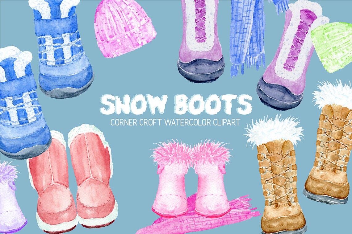 Snow Boots Clipart Watercolor Winter Boots Illustration - Etsy UK