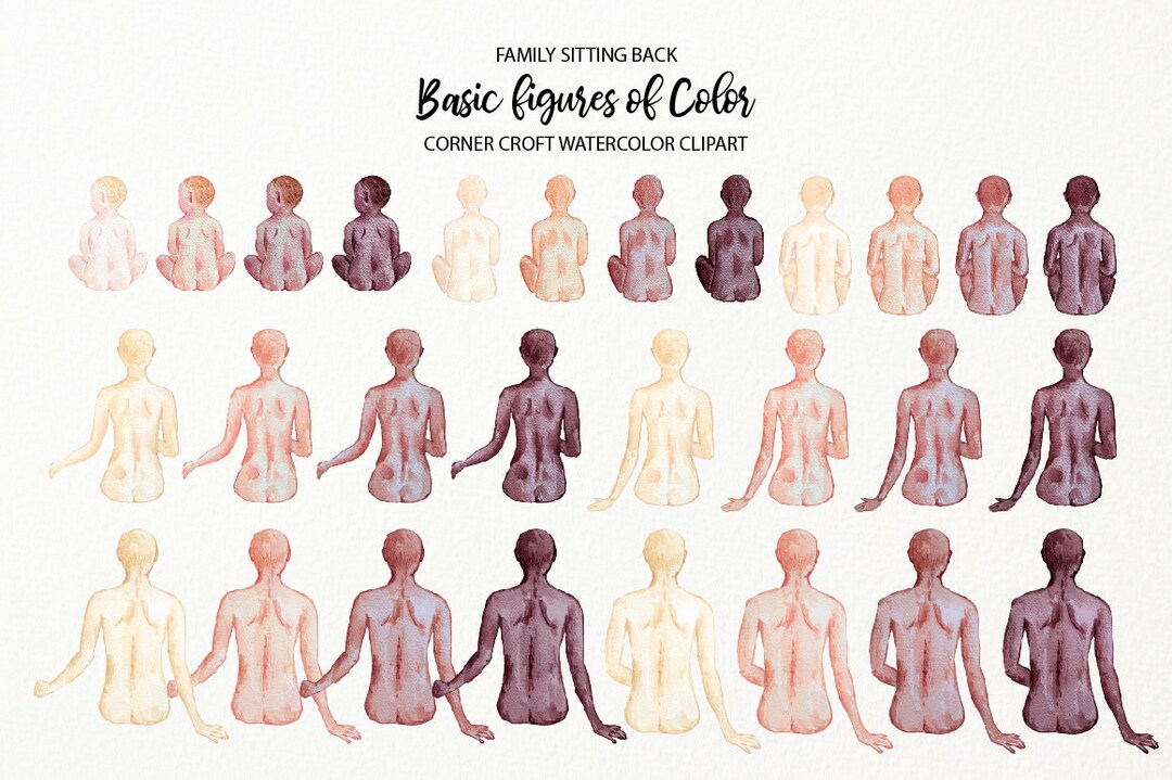 Family Sitting Back Figures With Color Skin Tones for Making ...