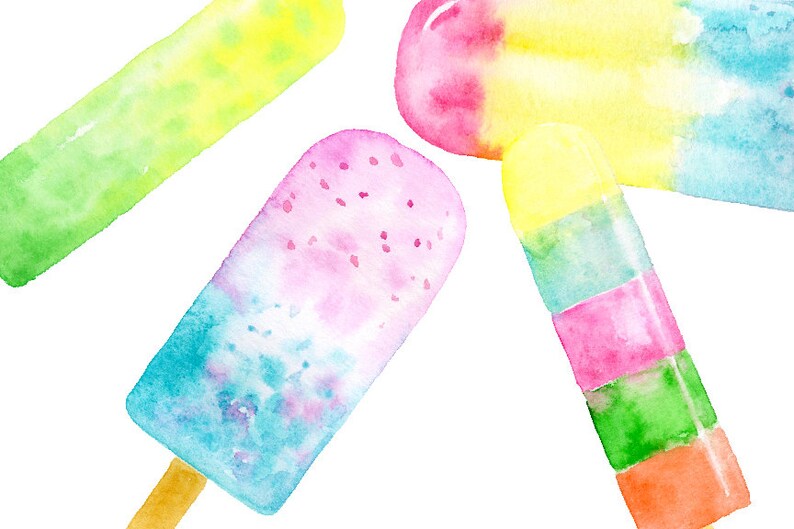 Watercolor clipart popsicles ice lollies ice creams and | Etsy