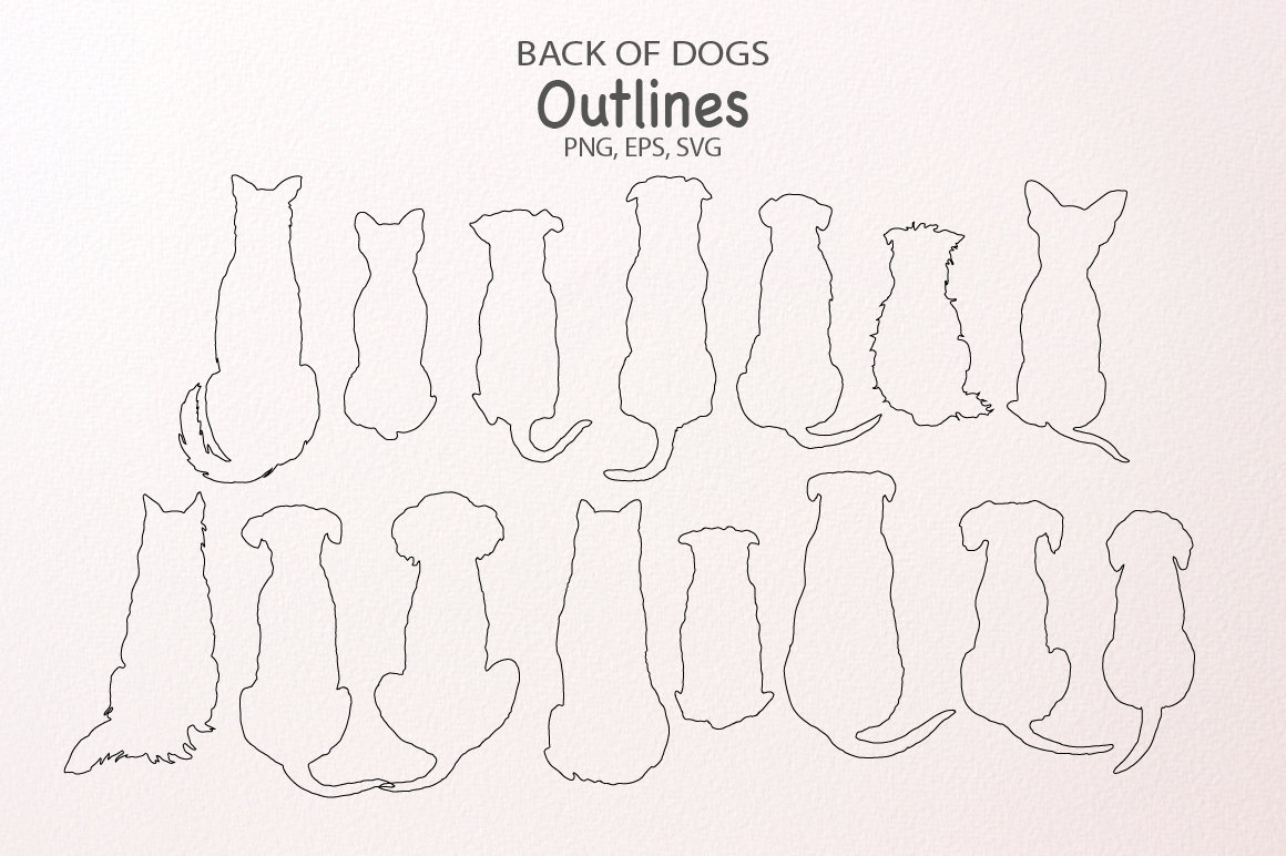 Back of Dog Silhouettes, Outlines, SVG, Vector Instant Download - Etsy