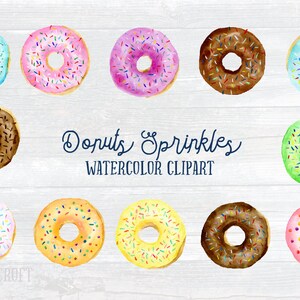 Watercolor Clipart Donut Sprinkles - Pastel Color Donuts, Chocolate ...