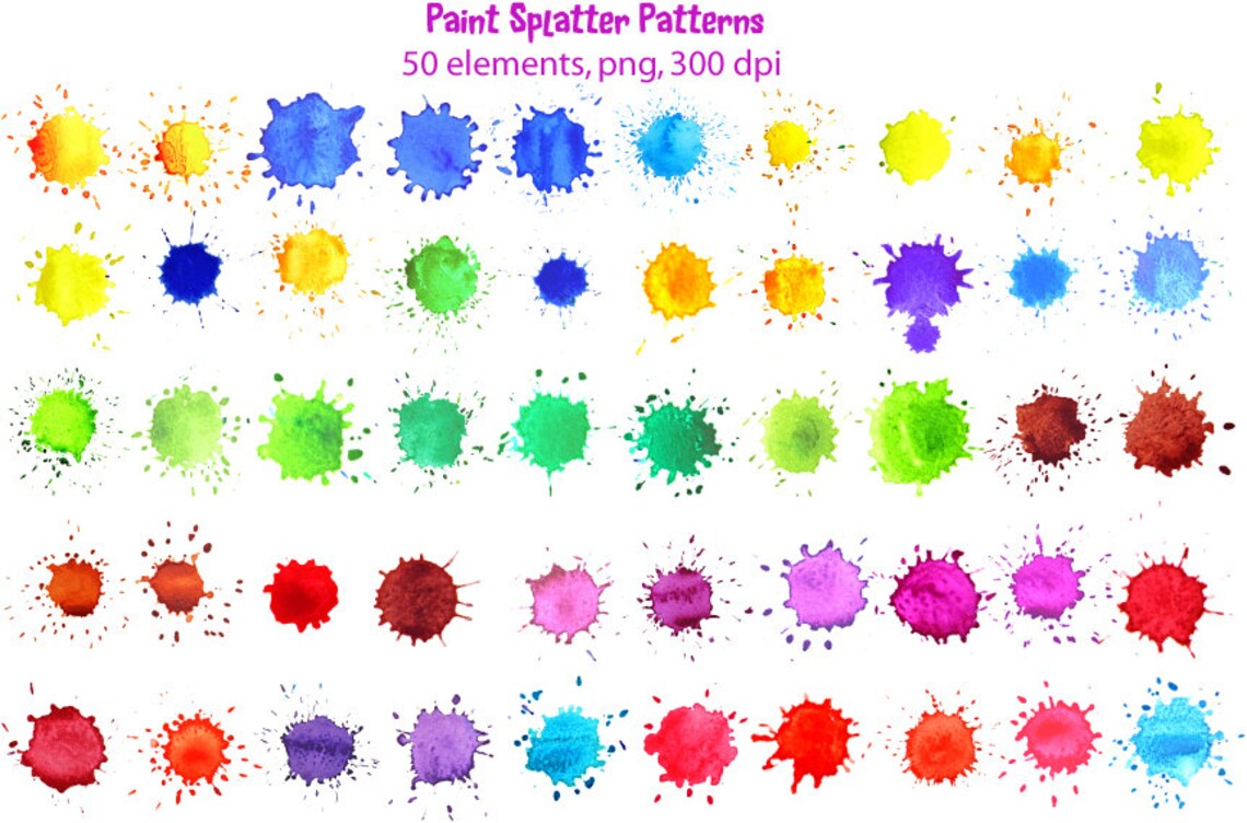Watercolour Paint Splatter Patterns Paint Drops and Paint - Etsy UK