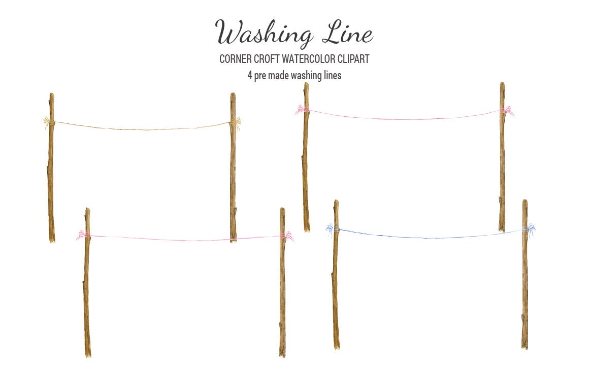 Watercolor Washing Line Clipart Clothes Line Clipart Fashion - Etsy Ireland