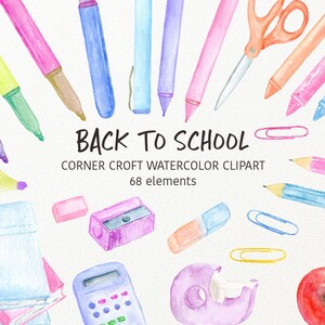 Back to School Clipart Watercolor Stationery School Bus | Etsy