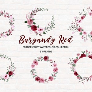 Watercolor Collection Burgundy Red for Instant Download - Etsy