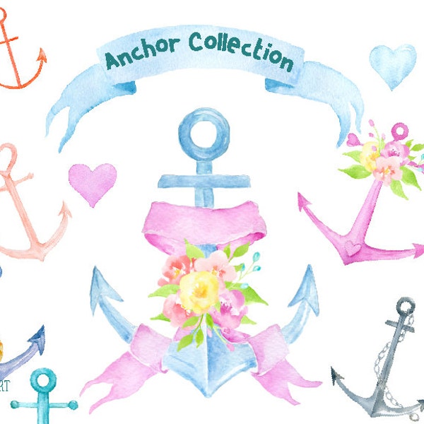 Watercolor Anchor - Etsy