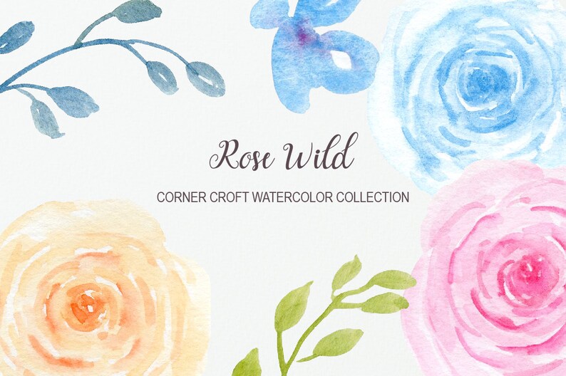 Watercolor Floral Clipart Set – Rose & Peony, DIY Invitation Graphics ...