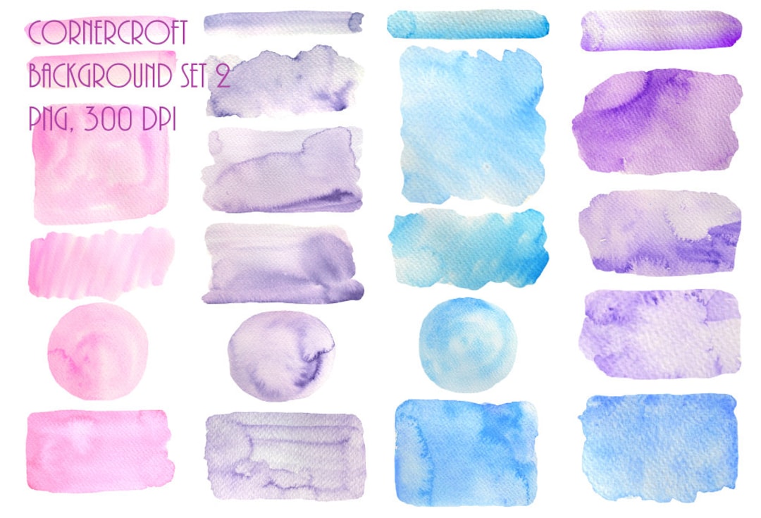 Watercolor Background Set 2 - Watercolor Background Brush Strokes Blue ...