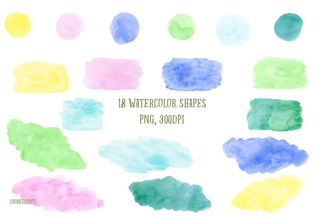 Watercolor Irregular Shapes Watercolor Pastel Color Instant Download ...