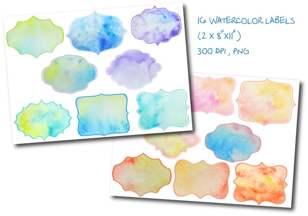Hand Painted Watercolor Background Labels Gift Tags Instant Download ...