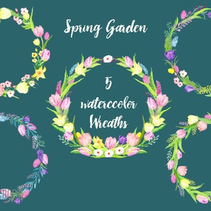 Spring Flower Clip Art, Watercolor Spring Garden Bundle, Spring Garden ...
