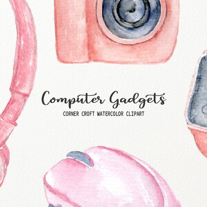 Computer Gadgets Watercolor Clipart for Instant Download - Etsy