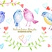 Watercolor Clipart Valentine Birds, Tree Branch With Red Hearts, Blue ...