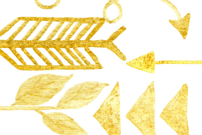 Hand Drawn Gold Arrows, Arrows Clipart, Arrow Doodle Instant Download ...