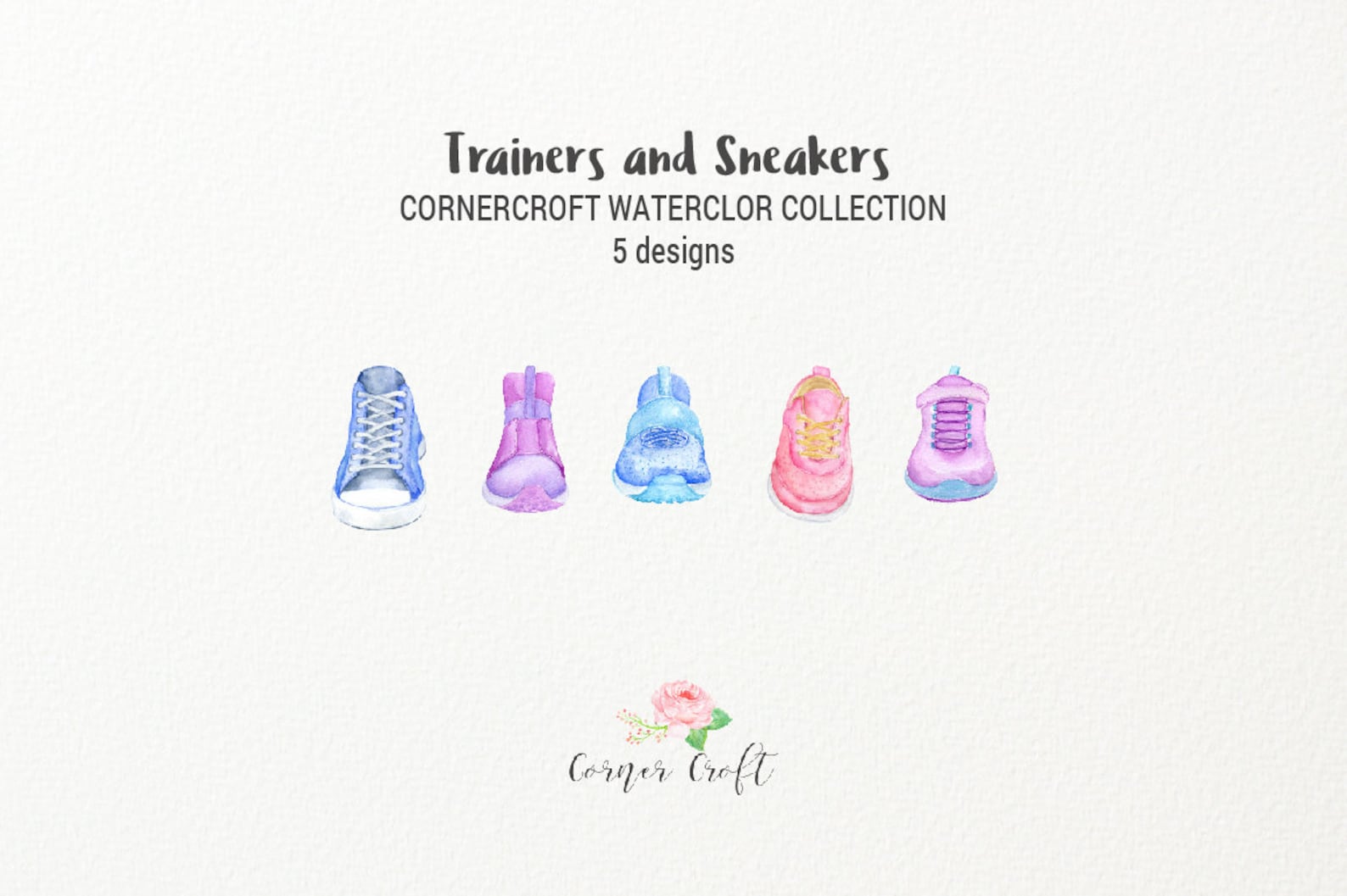 Watercolor Trainers and Sneakers Clipart – Colorful Shoes (digital ...