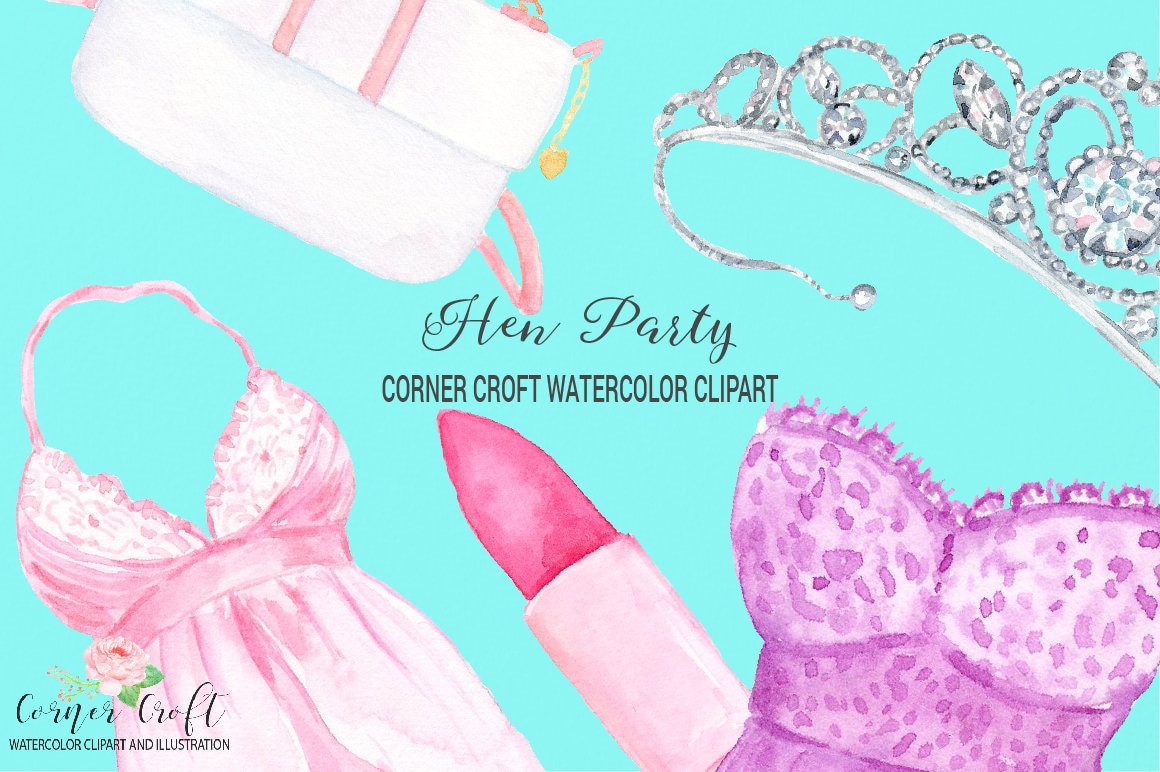 Hen Party Clipart Watercolor Hen Do Illustration Tiara - Etsy UK