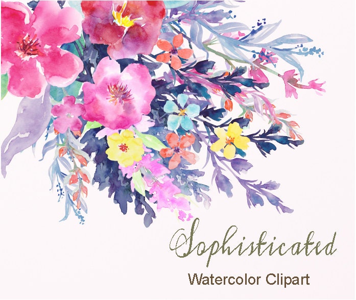 Watercolor Flower Collection Sophisticated Watercolor Clipart | Etsy