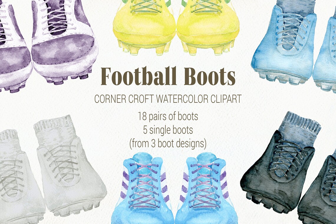 Watercolor Football Boots for Instant Download | Etsy UK