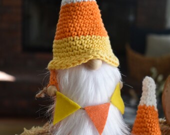 Candy Corn Gnome, Hand Painted Gnome, Halloween Ceramic Gnome, Fall ...