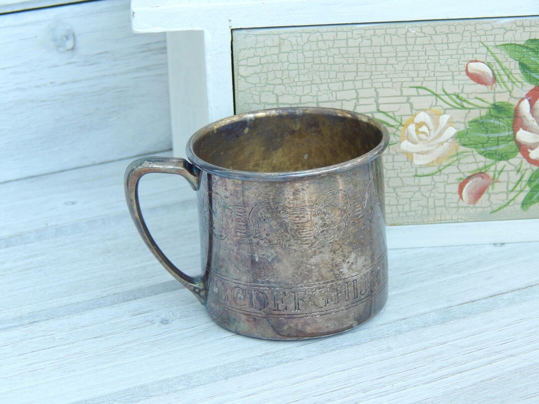 Vintage Oneida Silver Plate Baby Child's Cup Mug, Etched W/ Children's ...