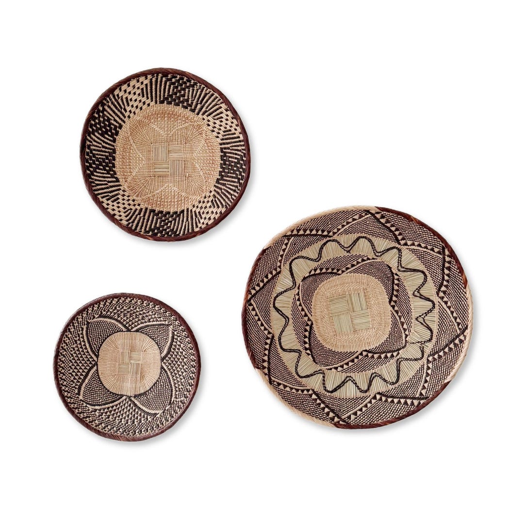African Binga Basket Wall Decor Set: Zimbabwe Woven Art #J050 (16, 12 ...