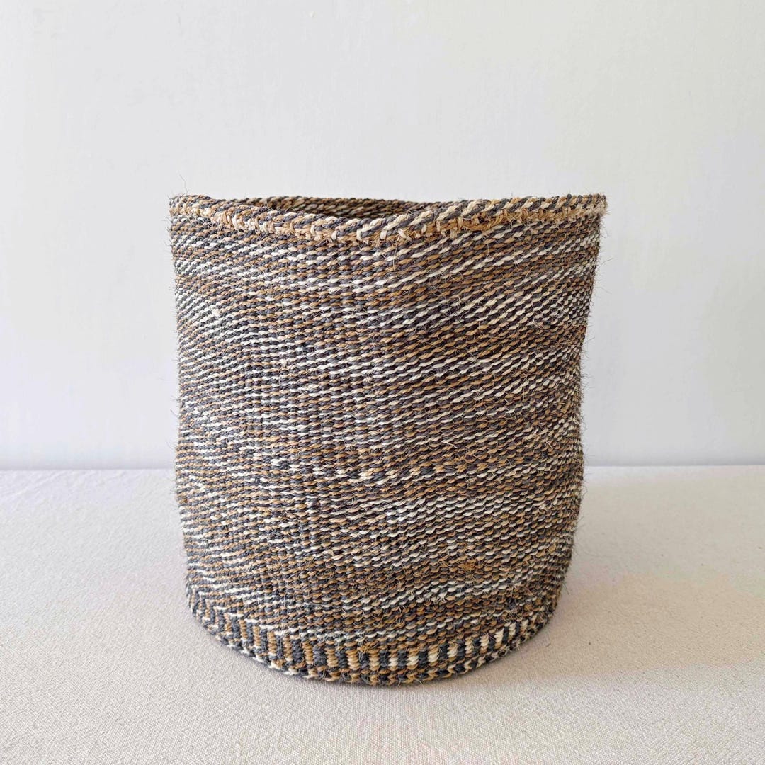 14" XL African Basket // Kenya Kiondo Basket // Woven Sisal Planter ...