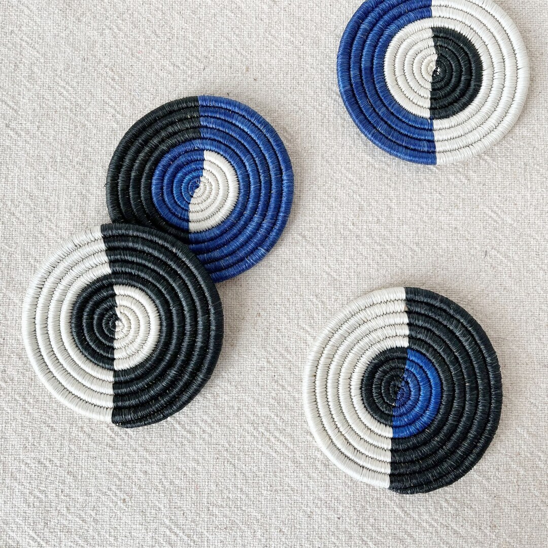 African Coasters Set Ugalla // Woven in Rwanda // Sisal & - Etsy