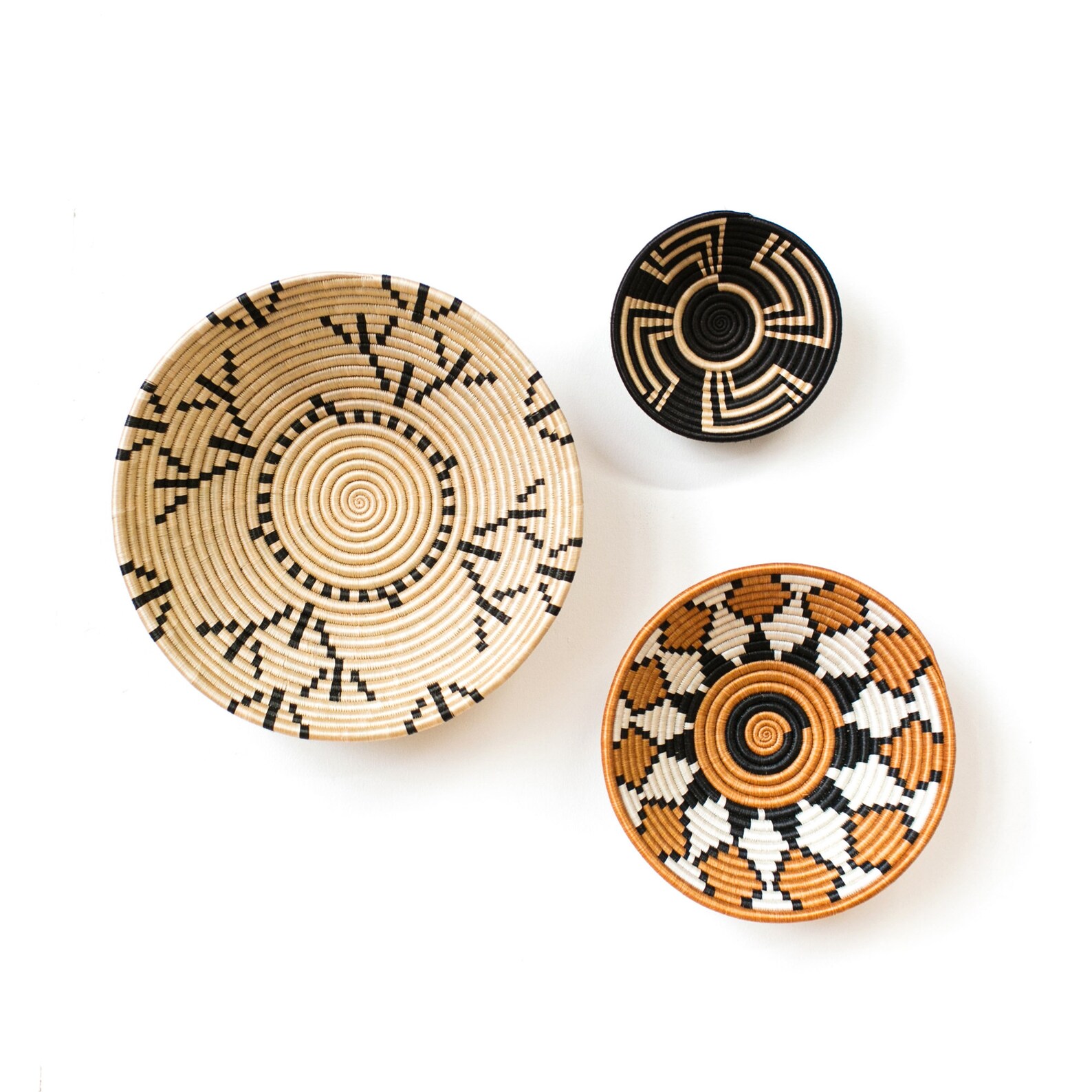 Urban Chic Set // Set of 3 Rwanda Baskets // Woven Basket // - Etsy