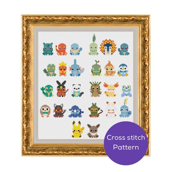 Chibi Starters Cross Stitch Pattern includes Shiny - Etsy