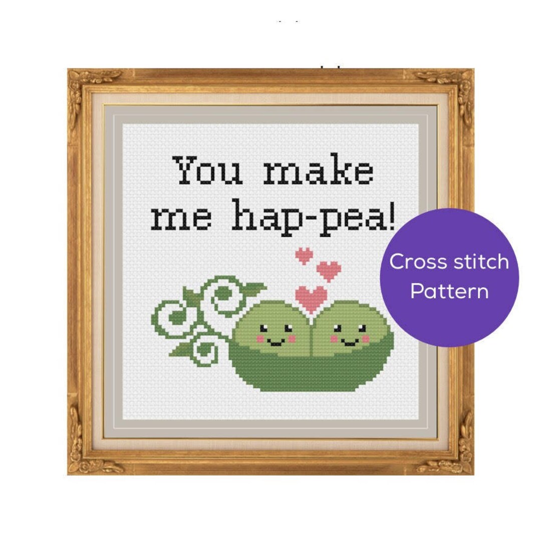 You Make Me Hap-pea Cross Stitch Pattern - Etsy