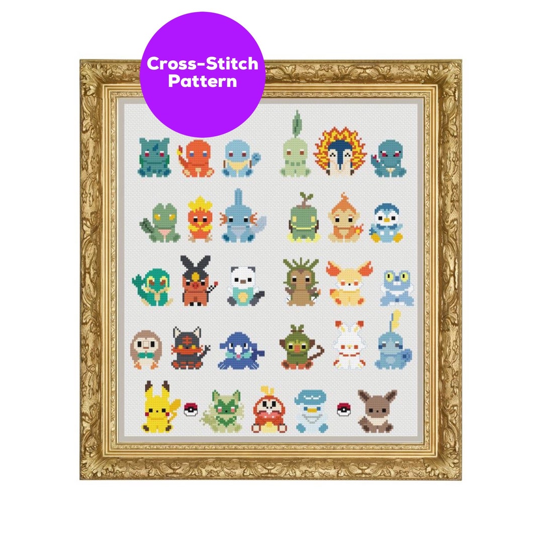 Chibi Starters Cross Stitch Pattern *includes Shiny Alternative Pattern ...