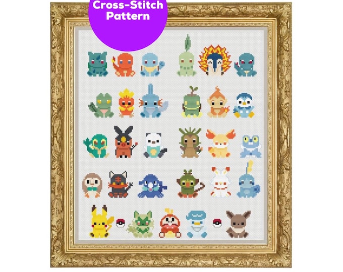 All Generations Pokemon Starters Cross Stitch Pattern - Etsy Canada