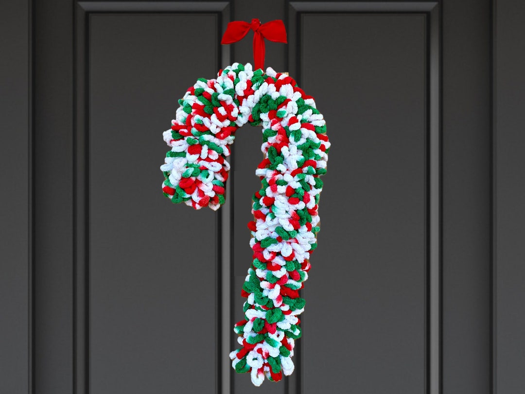 Candy Cane Loop Yarn Door Hanger Simple Modern Christmas - Etsy