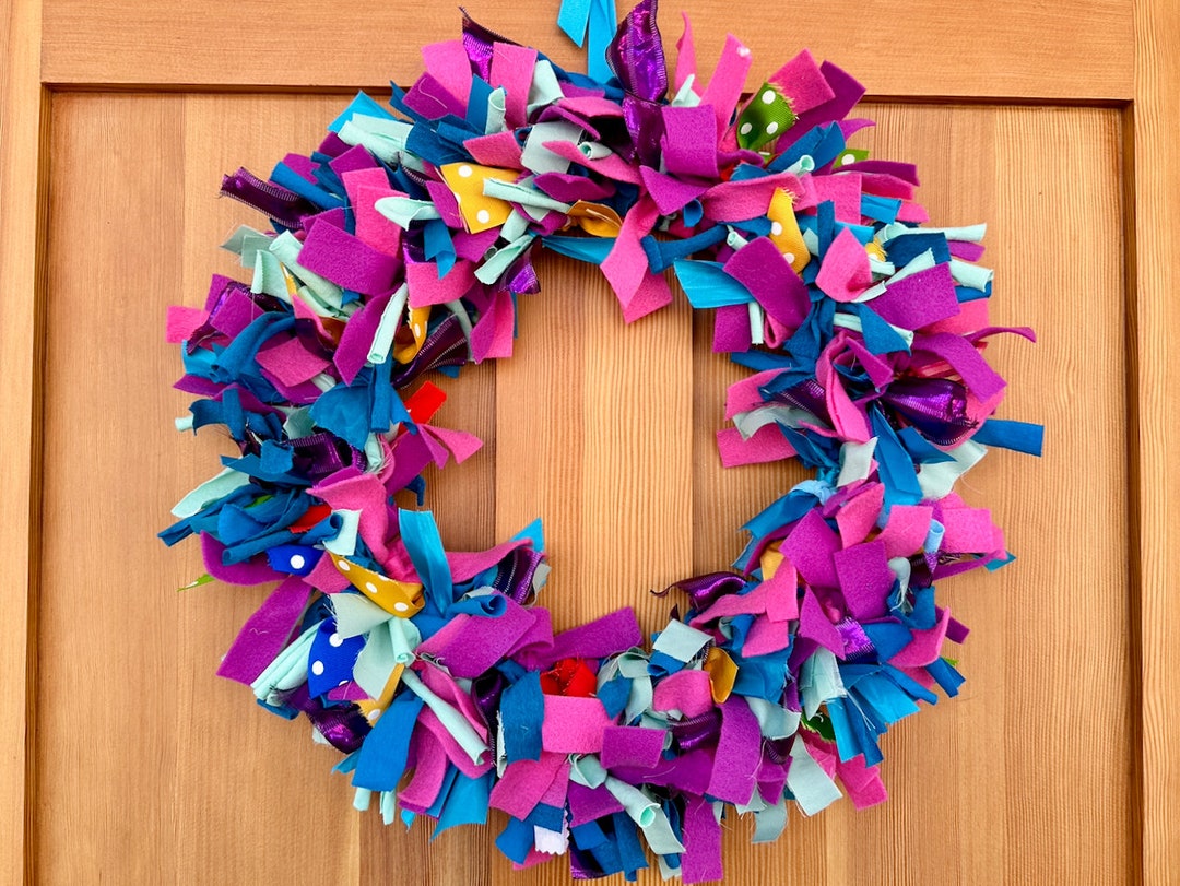 Bright Rag Ribbon Felt Wreath Colorful Everyday Front Door Wreath - Etsy