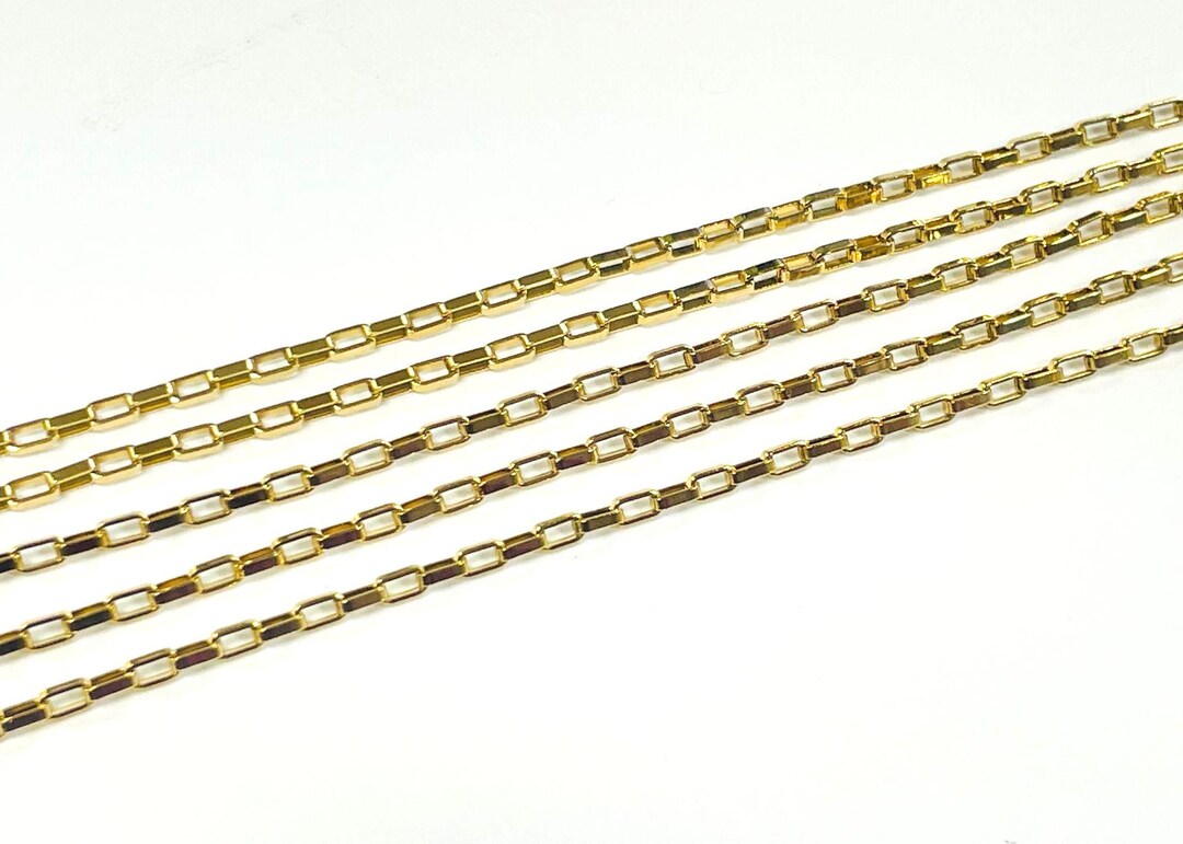 32ft of Gold Tone Plated Stainless Steel Venetian Chains Rectangle ...