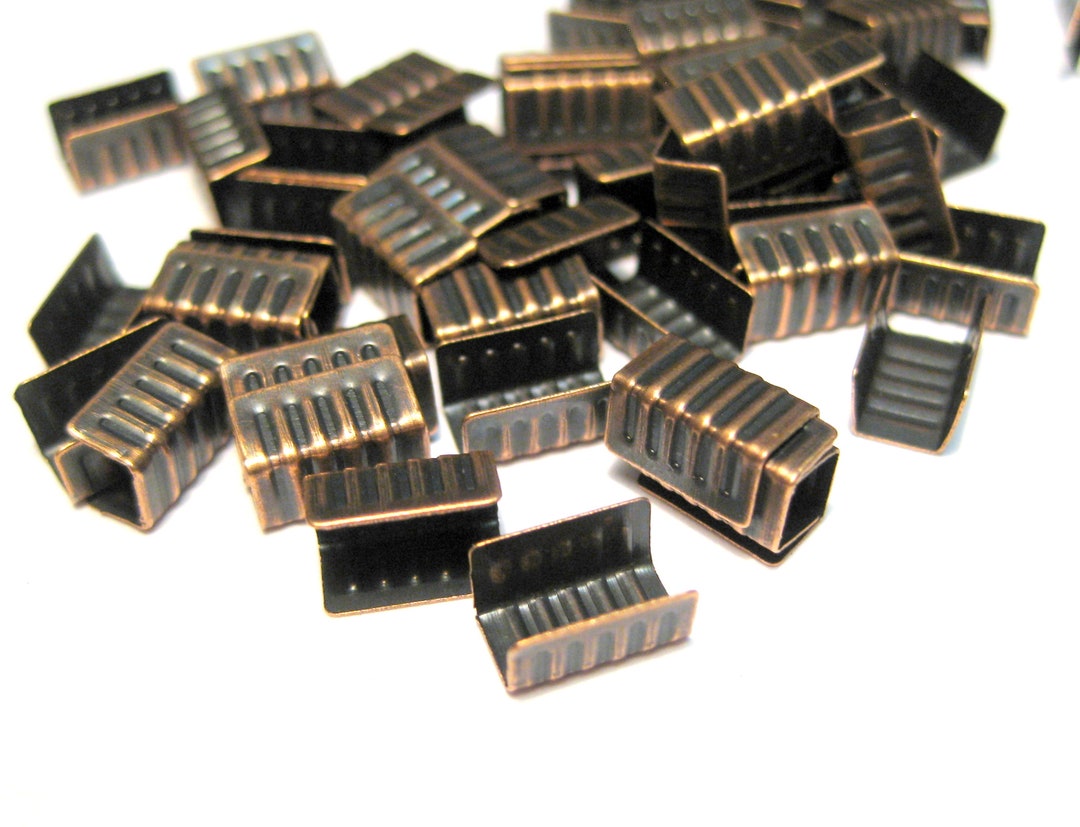50pcs of Antique Copper Rectangle Cord End Caps Crimp Caps no. CPCAP619 ...