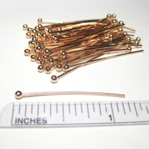 100pcs of Rose Gold Plated Copper Ball Head Pins 30mm 21ga Ball Pins no ...