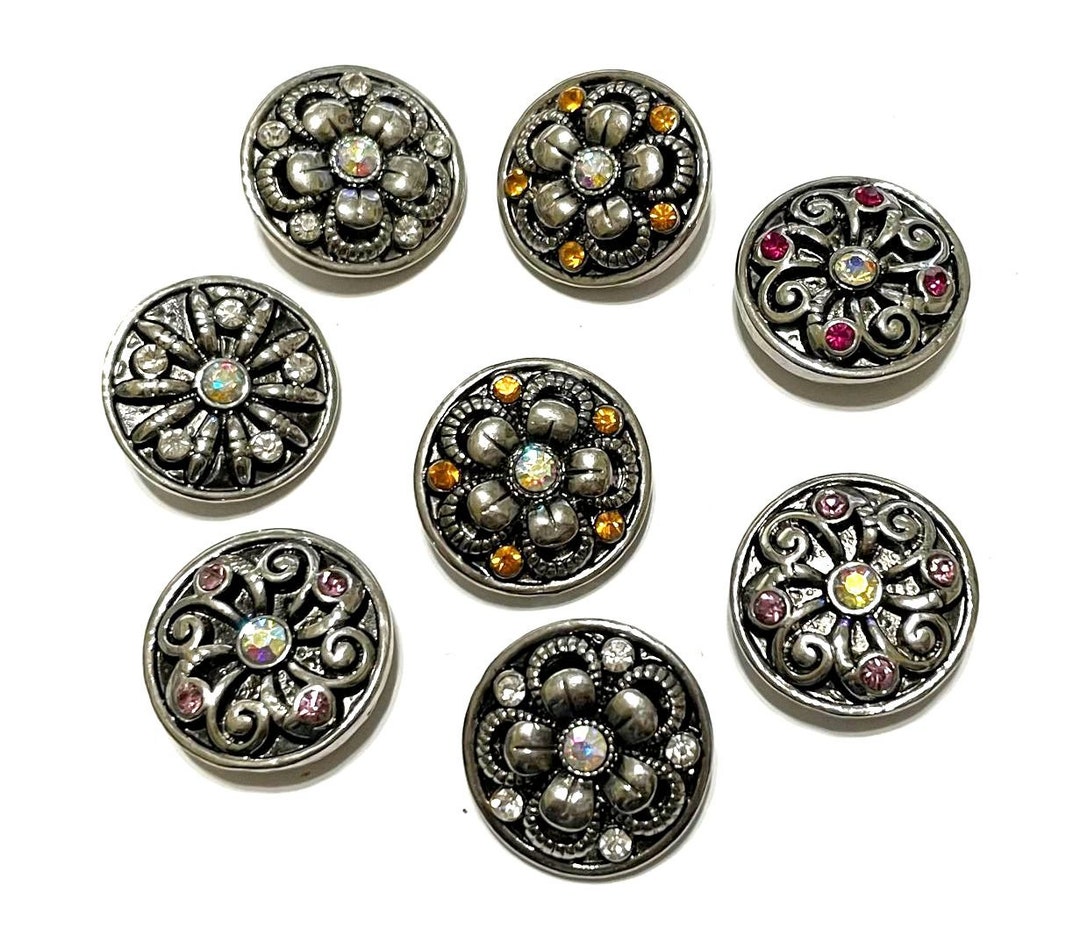 Closeout8pcs Mixed Round Snap Button Charms With Rhinestones - Etsy