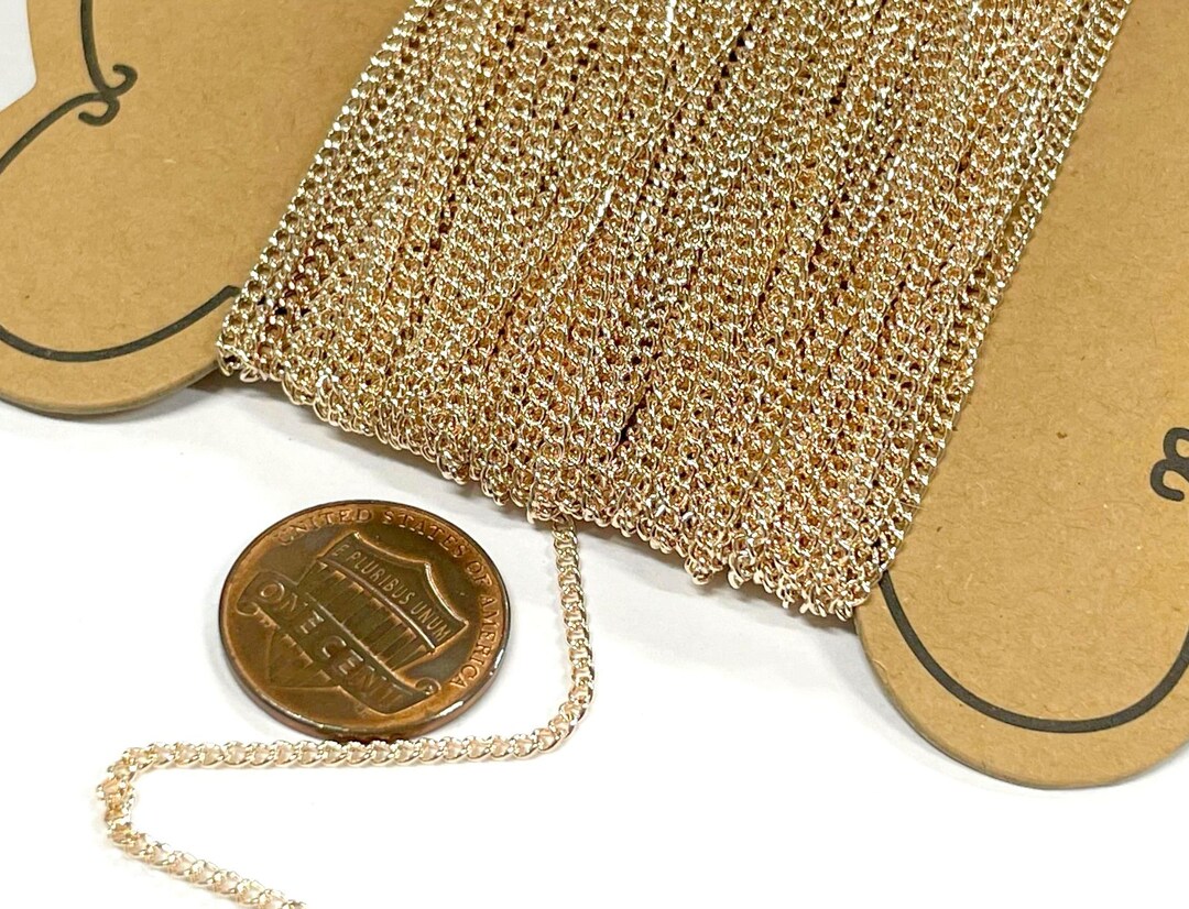 32ft/spool of Rose Gold Tone Plated Iron Curb Chains 1.6x2.5mm(no.10rg ...