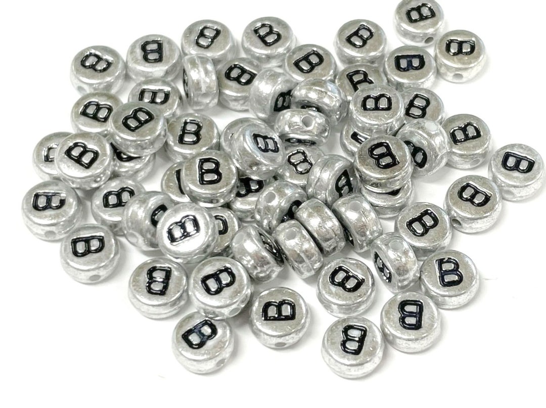 30 Silver Tone Letter "b" Acrylic Spacer Beads (7mm) (no. SL1378) - Etsy