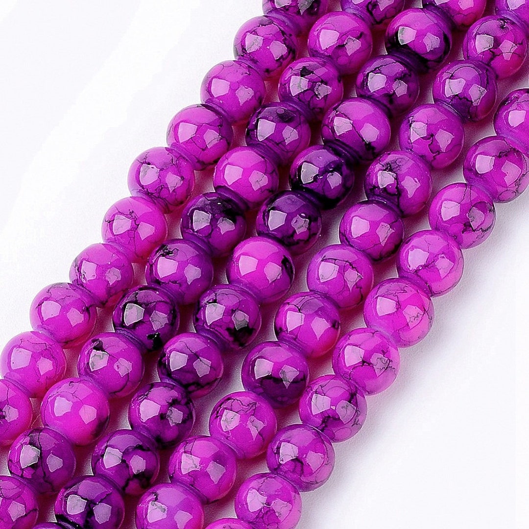 1 Strand (100pcs) Hot Pink Drawbench Glass Bead 8mm Round(no. GBG2062 ...