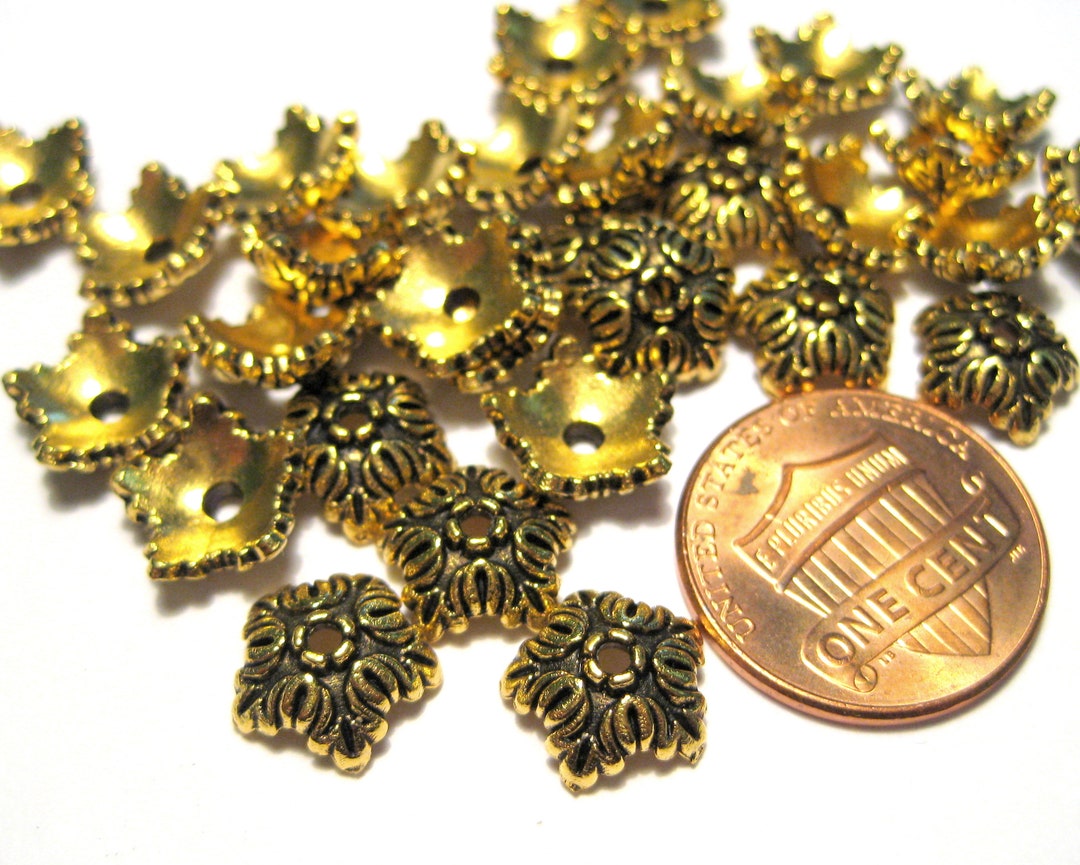 30pcs of Antique Gold Flower Bead Caps(no. GCP1105) - Etsy