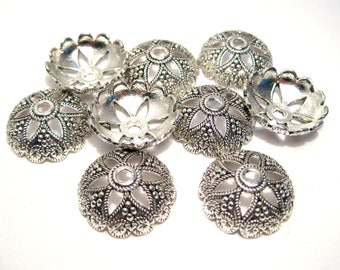 Large Silver Bead Caps | Etsy