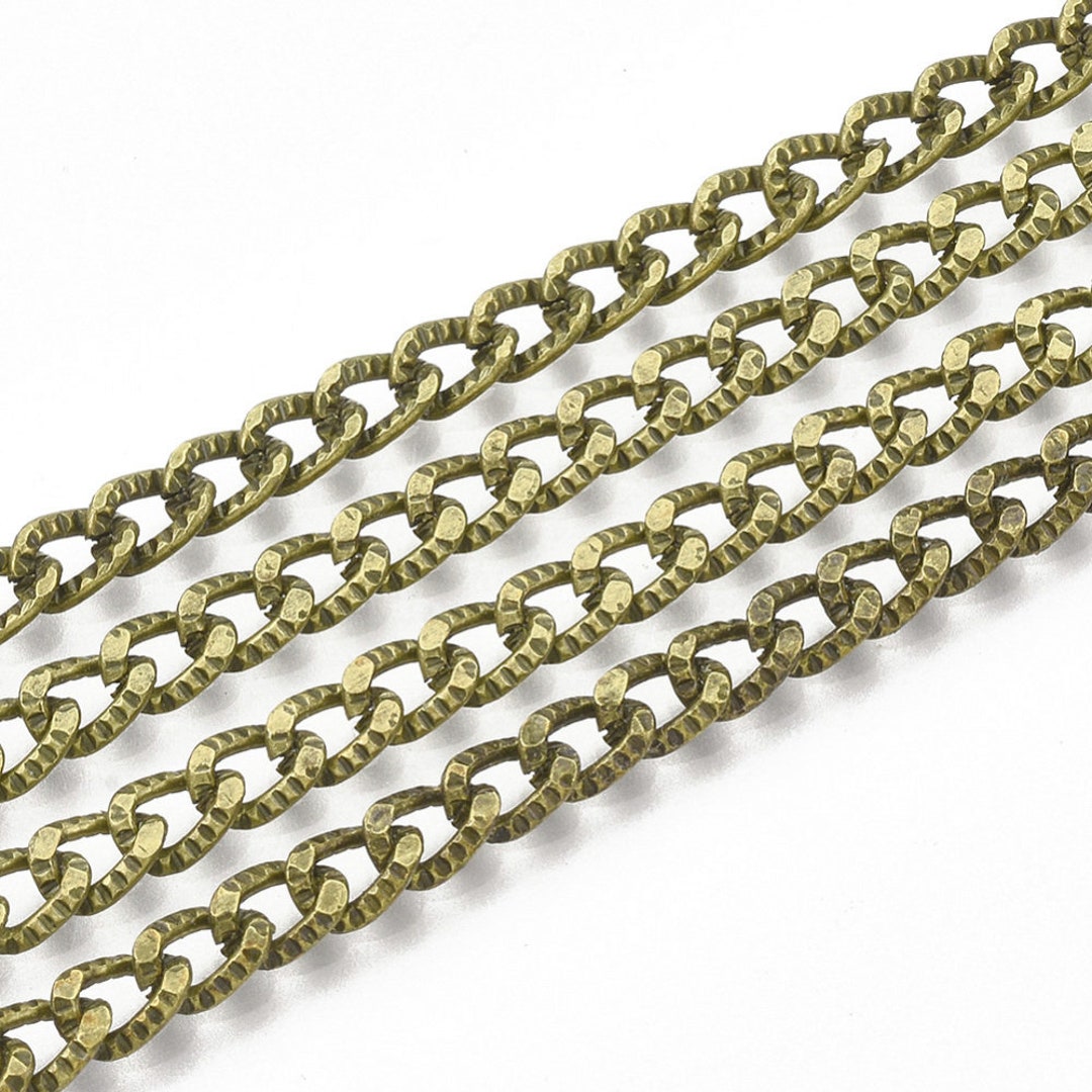 10ft of Antique Bronze Plated Twist Chains Chunky Textured Curb Chains ...
