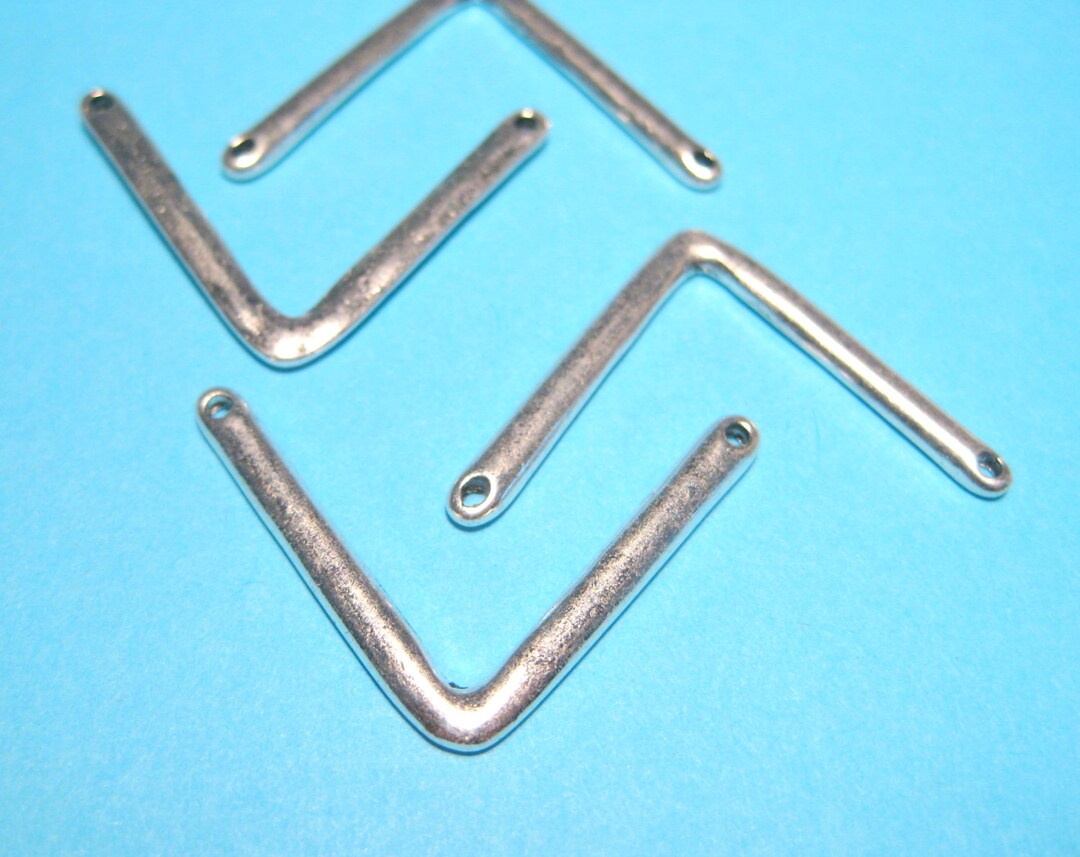 10pcs of Antique Silver Plated V Shaped Bar Connectors Chevron ...