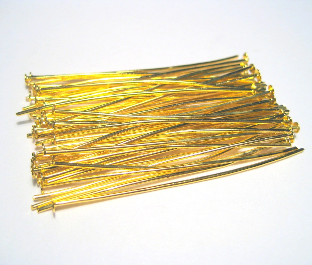 100pcs of Gold Tone Plated Head Pins 50mm 2 Inches 20ga ( No. P5807 ...