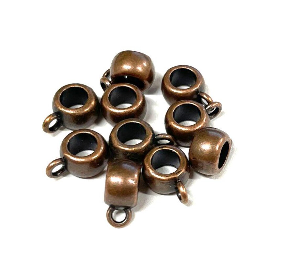 20pcs of Antique Copper Plated Barrel Bails Necklace Bail Metal Pendant ...